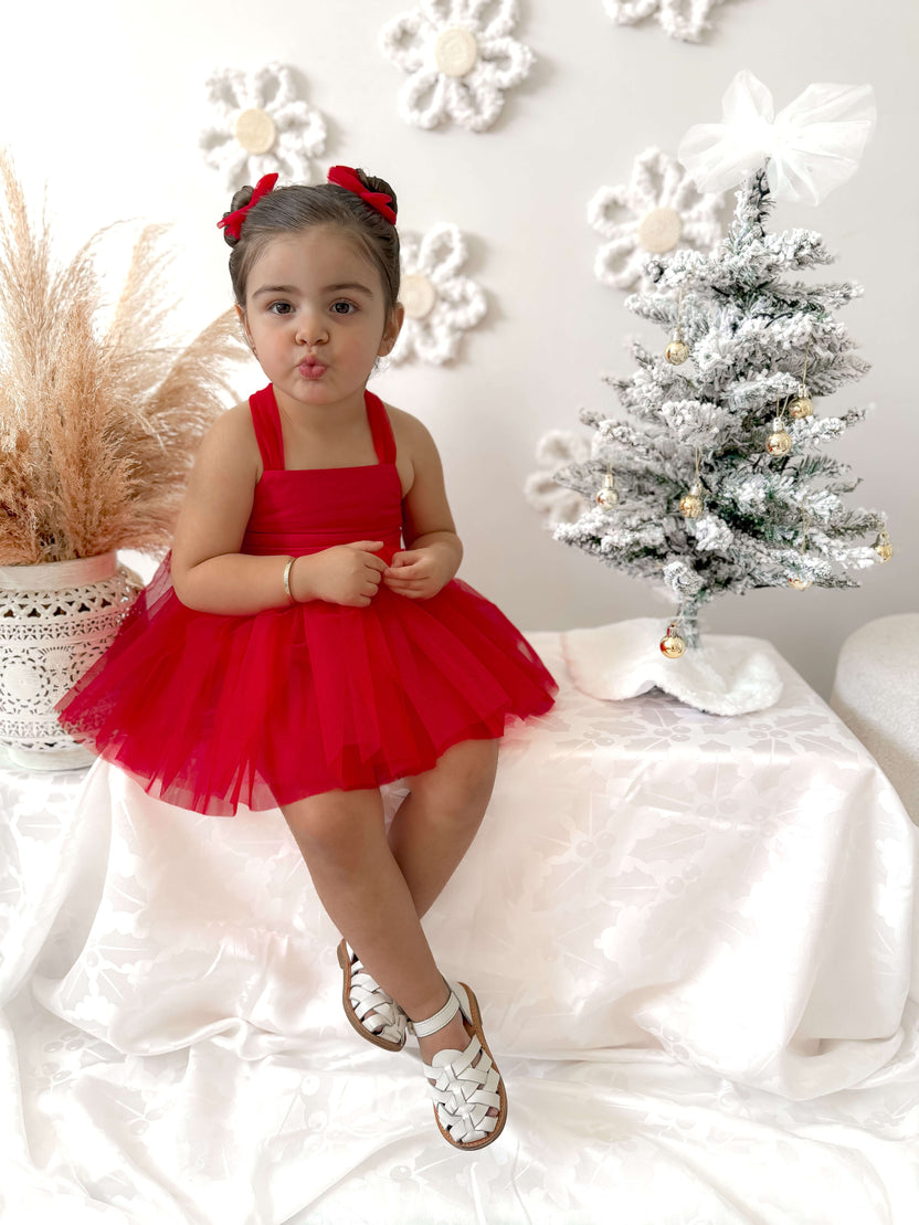 Harper Christmas Baby Romper - Ruby Red - Oui Babe