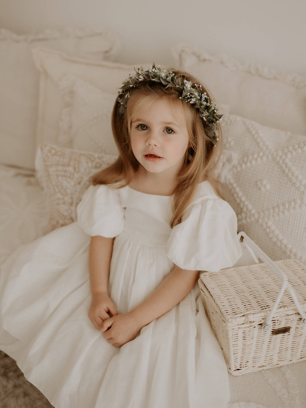 Cleo Dress - Puff Sleeve Flower Girl Dress - Oui Babe