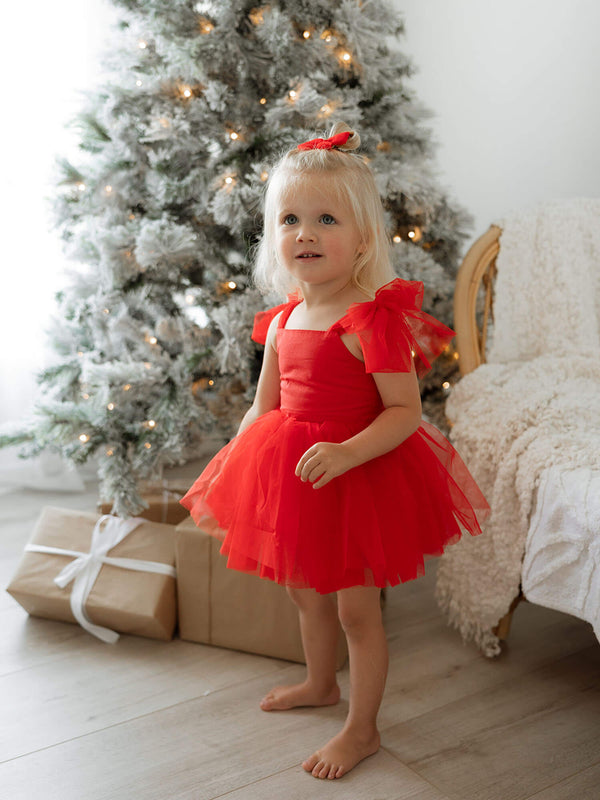 Harper Christmas Baby Romper - Ruby Red - Oui Babe
