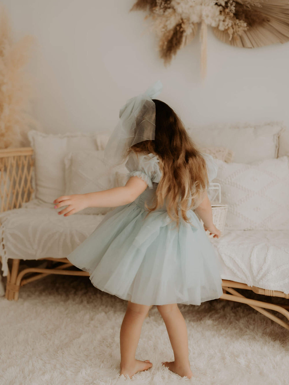 Layla Flower Girl Dress - Dusty Blue - Oui Babe