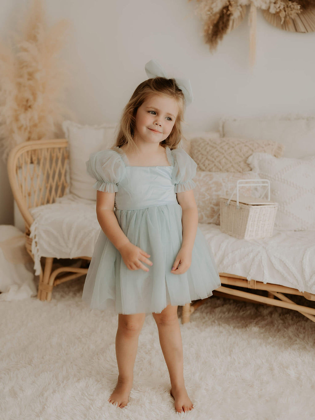 Layla Flower Girl Dress - Dusty Blue - Oui Babe